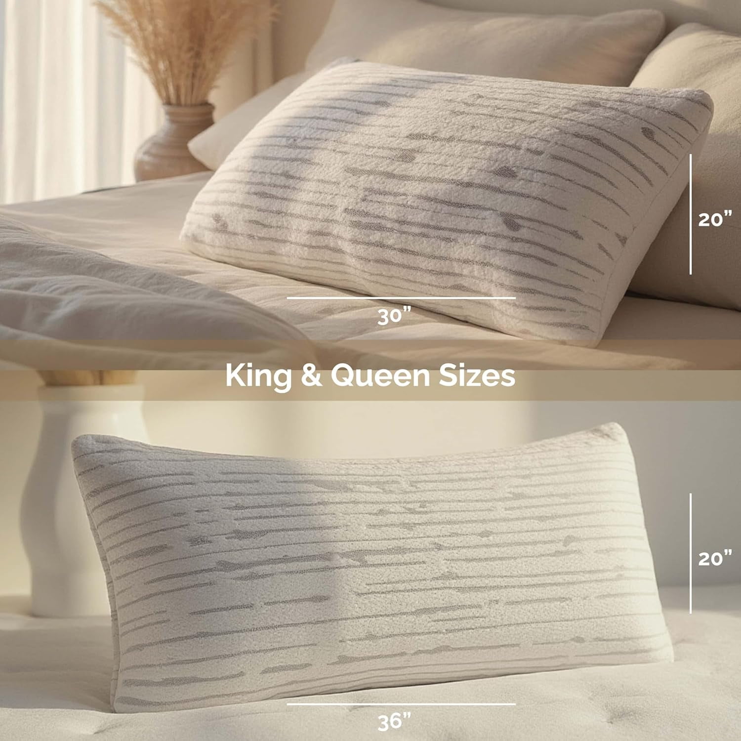 King Size Memory Foam Pillows 2 Pk, Adjustable Pillow Shredded Memory ...