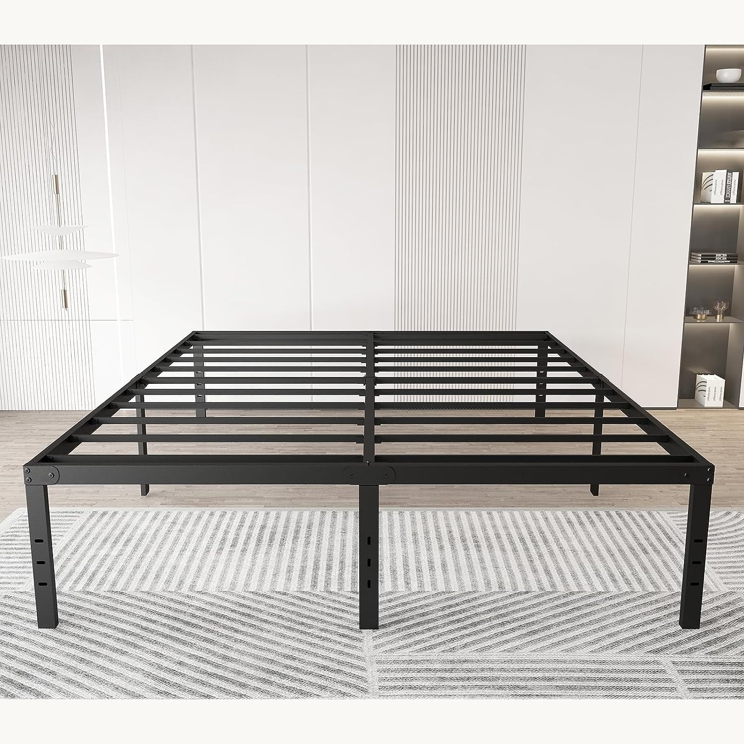 King Size Metal Bed Frame 18 "high Heavy Duty Platform Bed Can Support ...