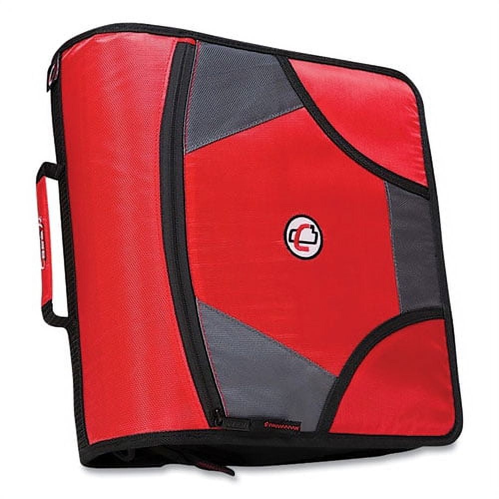 King Size Mighty Zip Tab Binder, 3 Rings, 4" Capacity, 11 X 8.5, Red ...