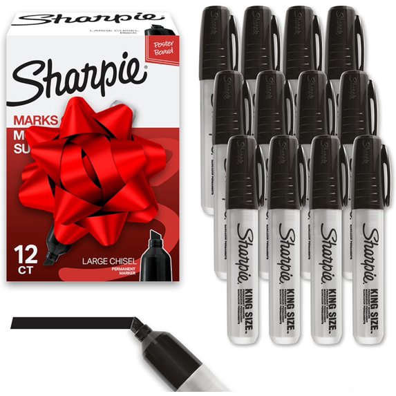 King Size Permanent Markers Chisel Tip for Work & Industrial Use 12 ...