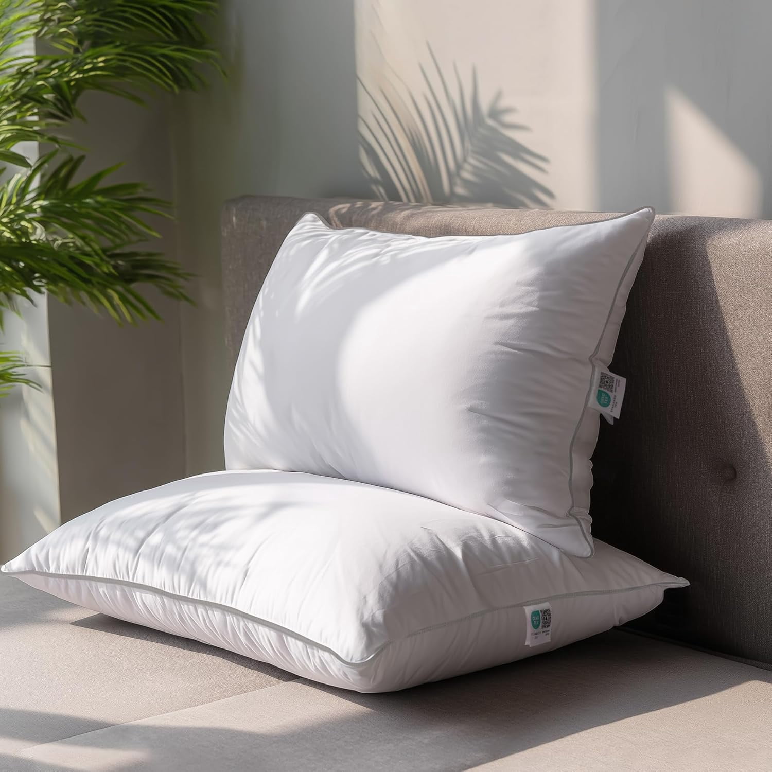 King Size Pillows 2 Pack, Goose Feather and Down Pillows, Luxury Hotel ...