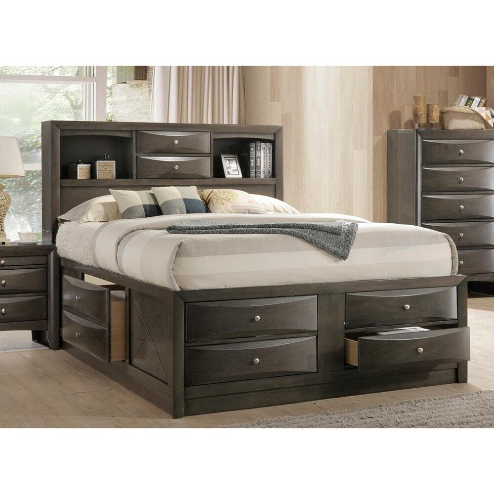 King Size Platform Bed with Drawers, Wooden Platform Bed Frame with ...