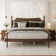King Size Platform Bed Frame, Spindle Bed with Curved Tall Headboard ...