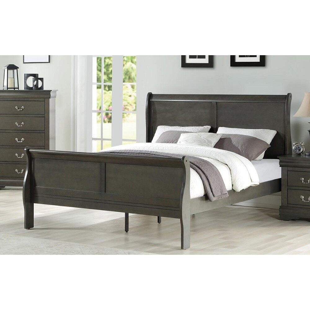 King Size Platform Bed, Solid Pine Wood Bed Frame with Headboard and ...