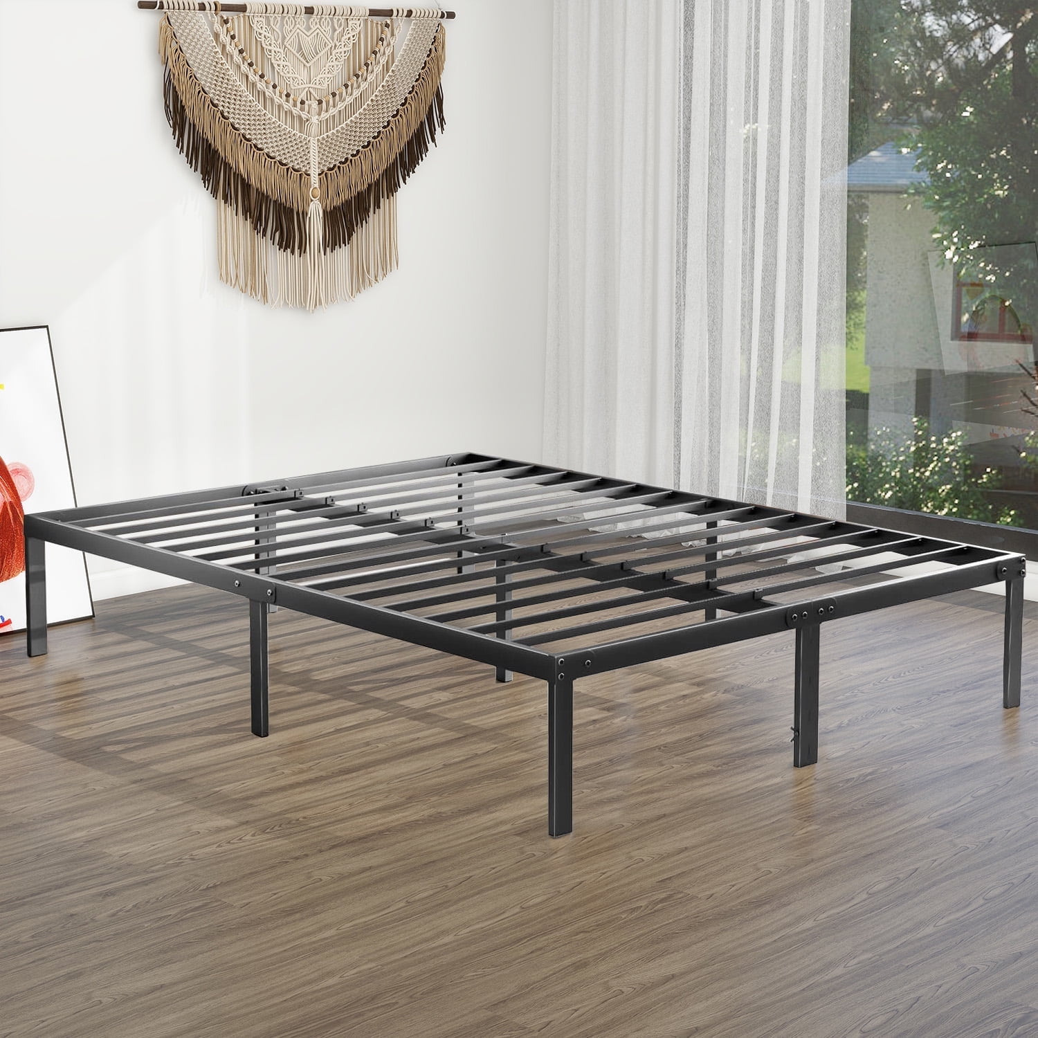King Size Heavy Duty Metal Platform Bed Frame with Under Bed Storage ...