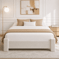 King Size Platform Boucle Bed Frame, Heavy Duty Bedframe No Box Spring ...