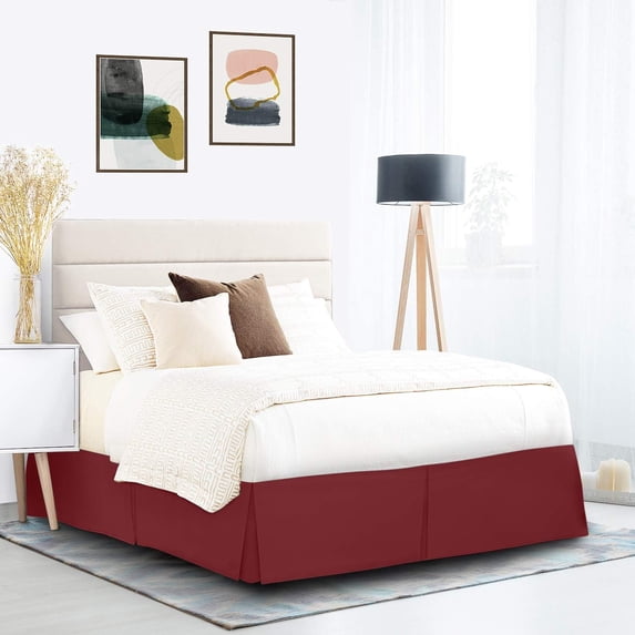 King Size Pleated Bed Skirt, Burgundy, 20 Inch Drop, 120 GSM Microfiber ...