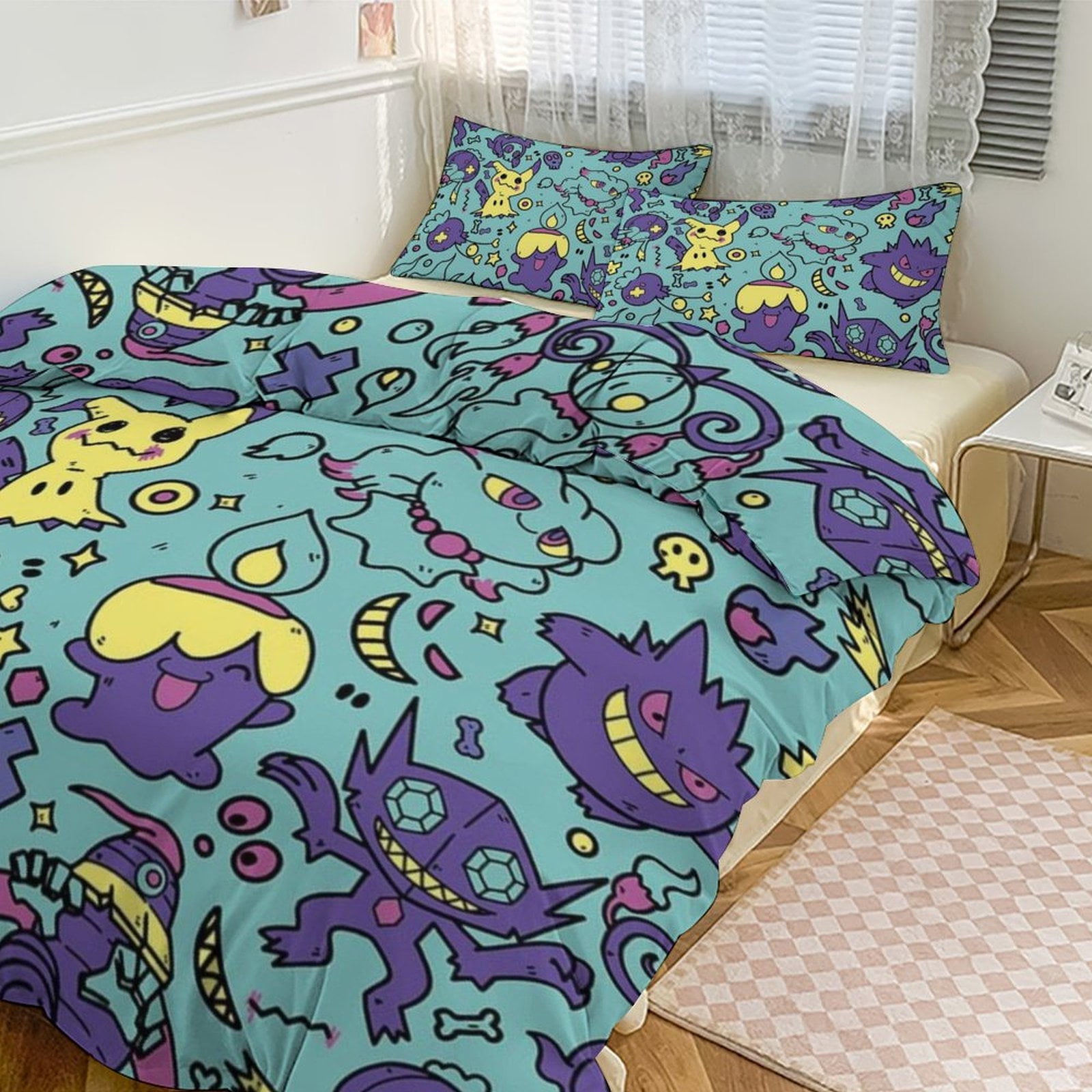 King Size Pokemon Bedding Set for Kids Contains One Duvet Cover and two ...