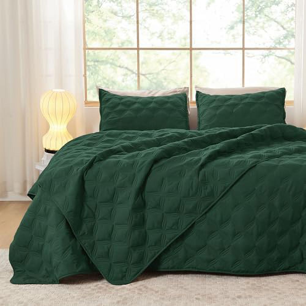 King Size Quilt Bedding Set, Emerald Green Oversized Lightweight ...
