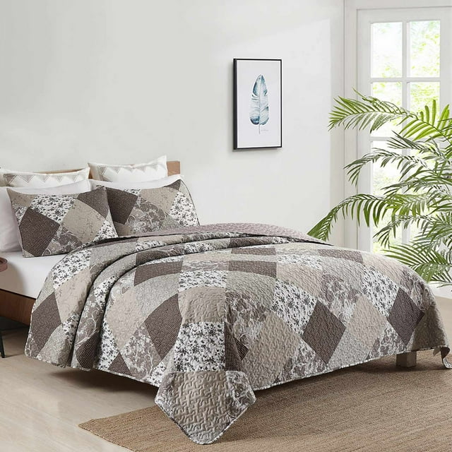 King Size Quilt Set, DIIG 3-Piece Soft Warm Lightweight King Spring ...
