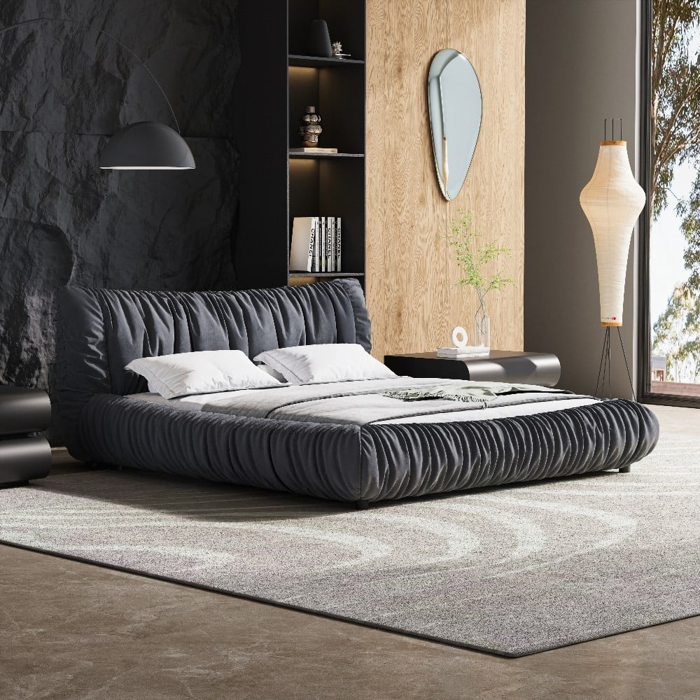 King Size Restonic Bed with Removable Cushion & Solid Wood Frame,DARK ...