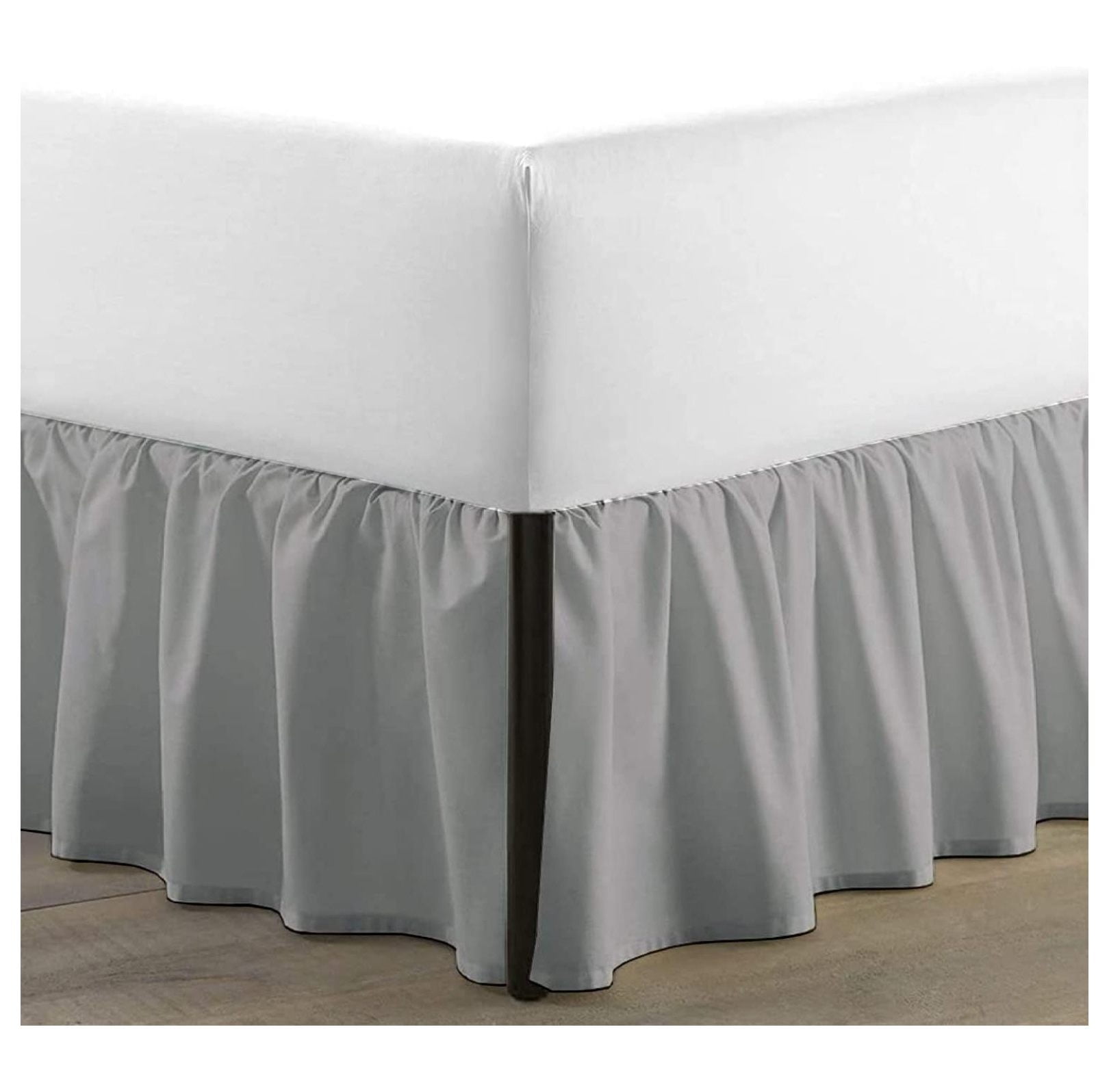 - King Size Ruffled Bed Skirt with Split Corners - 18 Inch Drop Dust ...