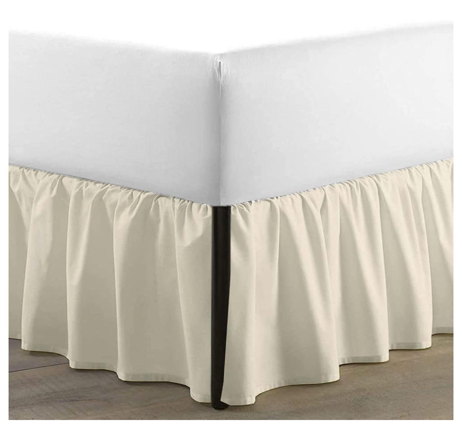 - King Size Ruffled Bed Skirt with Split Corners - 18 Inch Drop Dust ...