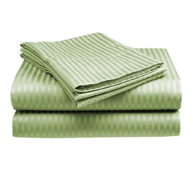 King Size Sage 400 Thread Count 100 Cotton Sateen Dobby Stripe Sheet
