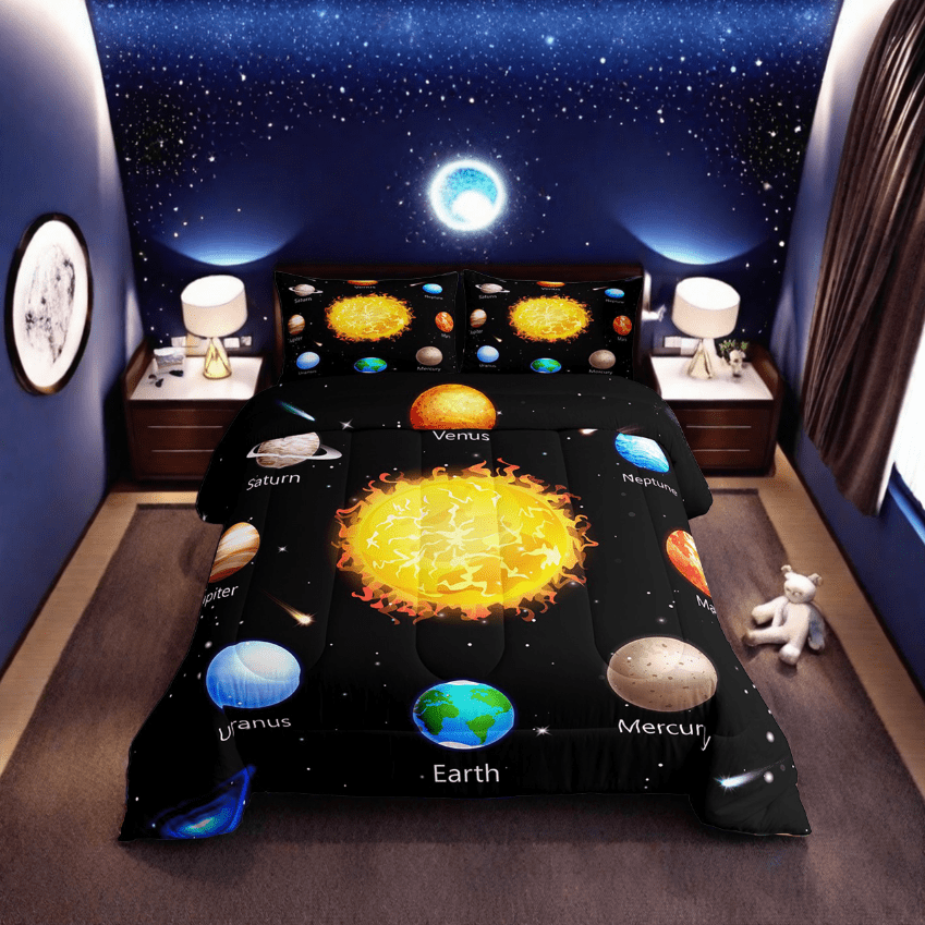 King Size Solar System Bedding Set Outer Space Galaxy Bedding Comforter ...