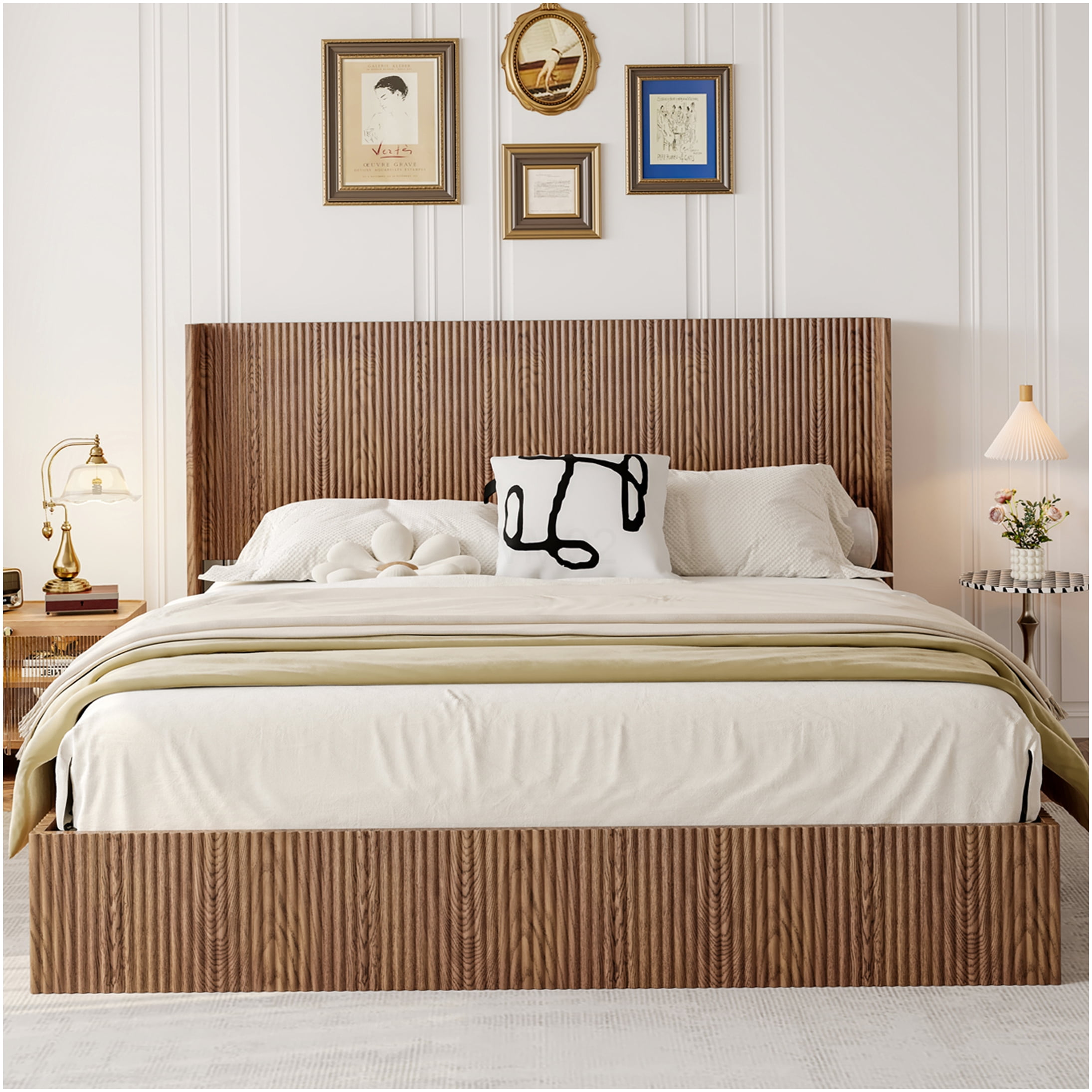 King Size Storage Bed Frame with Hydraulic Lift, Upholstered Headboard ...