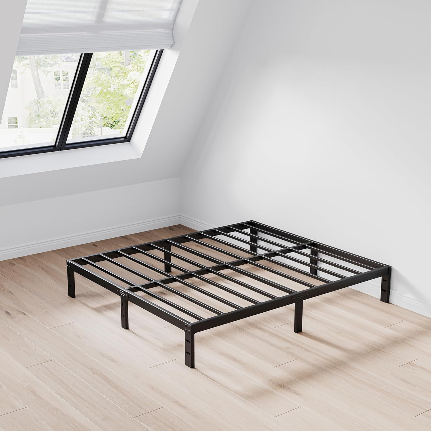 King Size Tall Bed Frame, 20-Inch Metal Platform Base with 18-Inch ...