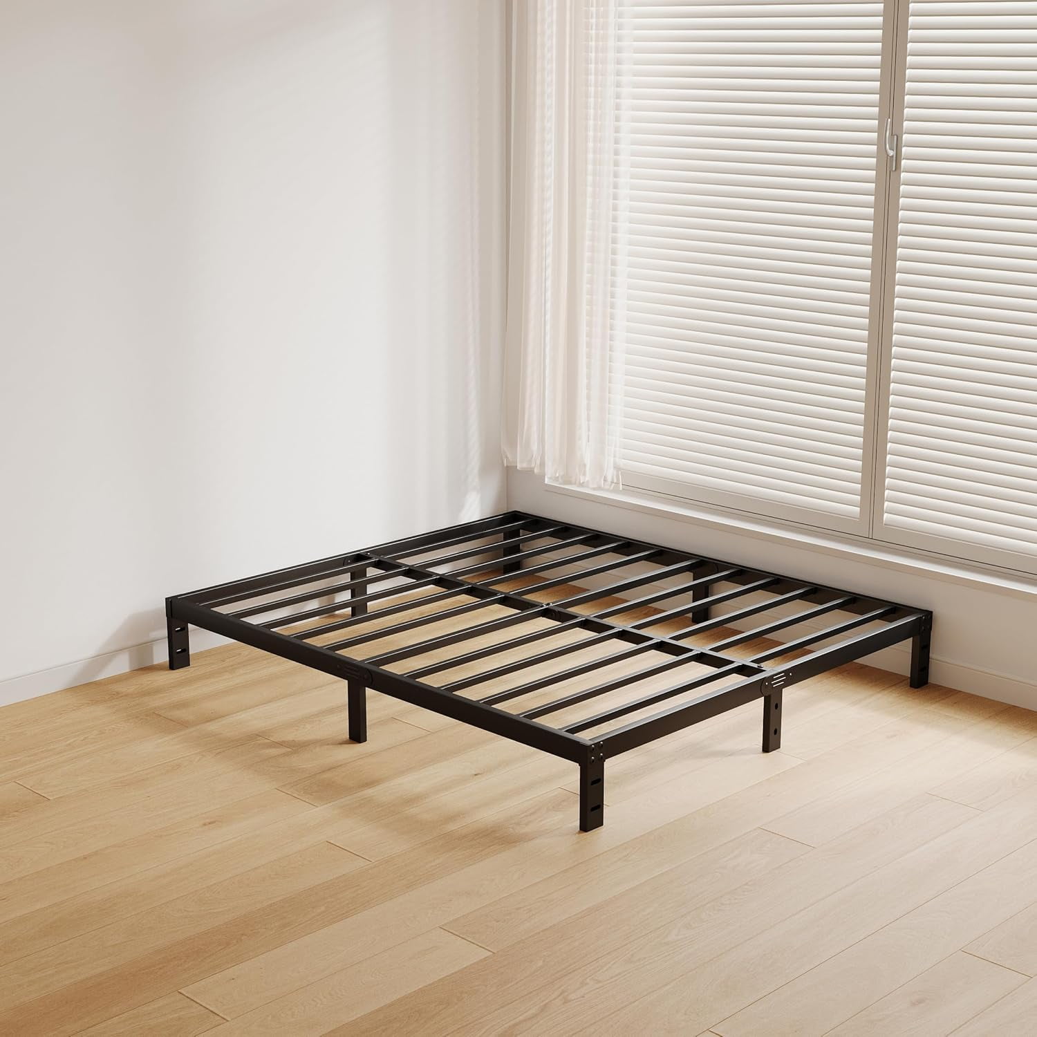 King Size Tall Bed Frame, 20-Inch Metal Platform Base with 18-Inch ...