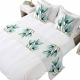 King Size Teal Tulips Bed Runner Set 94 x 20 inch Transparent Floral ...