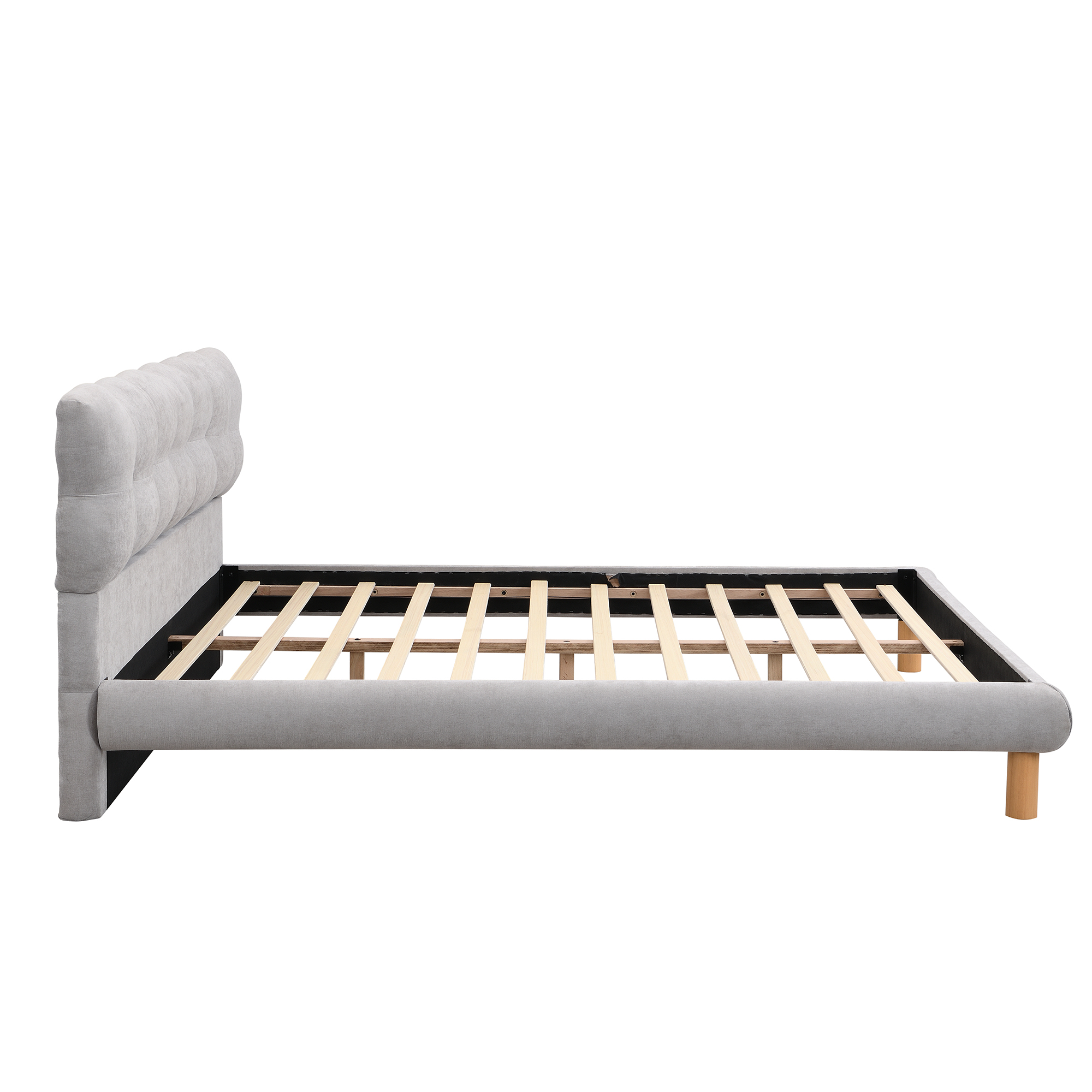 King Size Upholstered Platform Bed Frame with Cookie-Shaped Soft ...