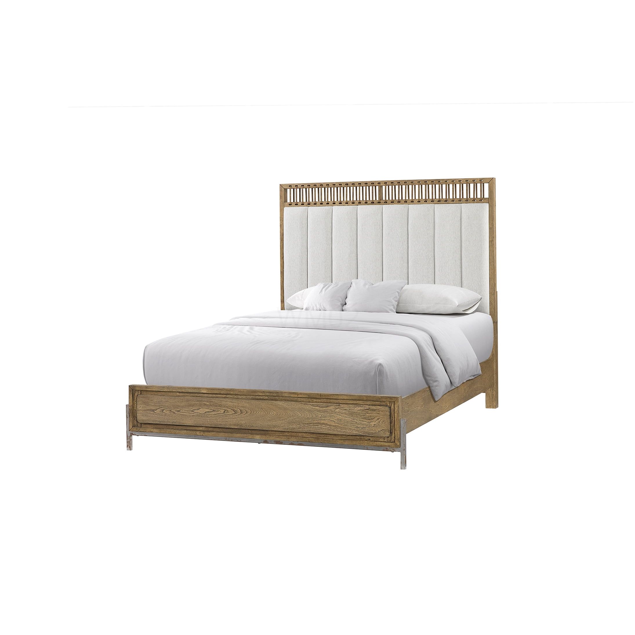 King Size Upholstered Platform Bed Frame with Headboard, Modern Low ...