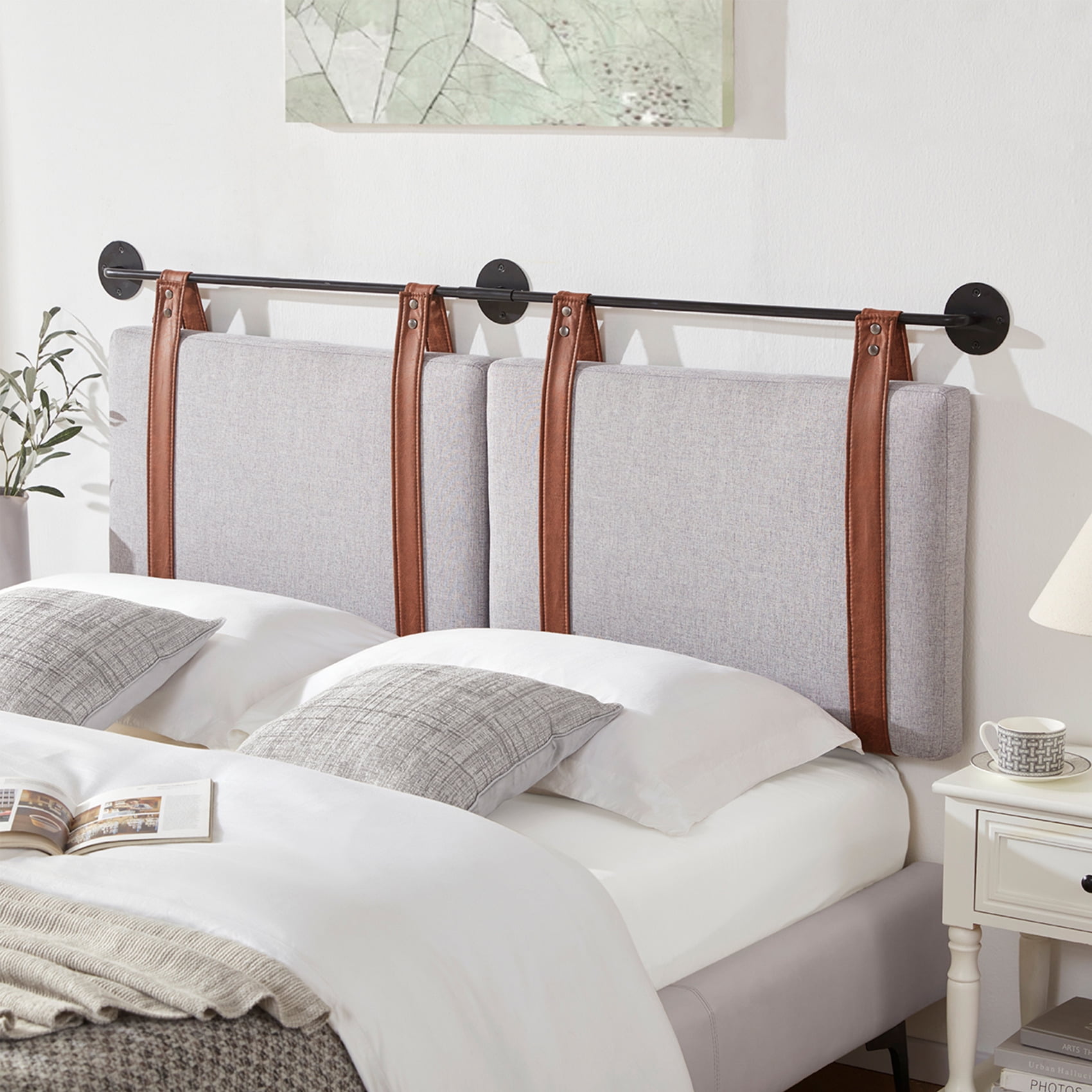 King Size Wall Mounted Headboard, Faux Leather Upholstered Headboard ...