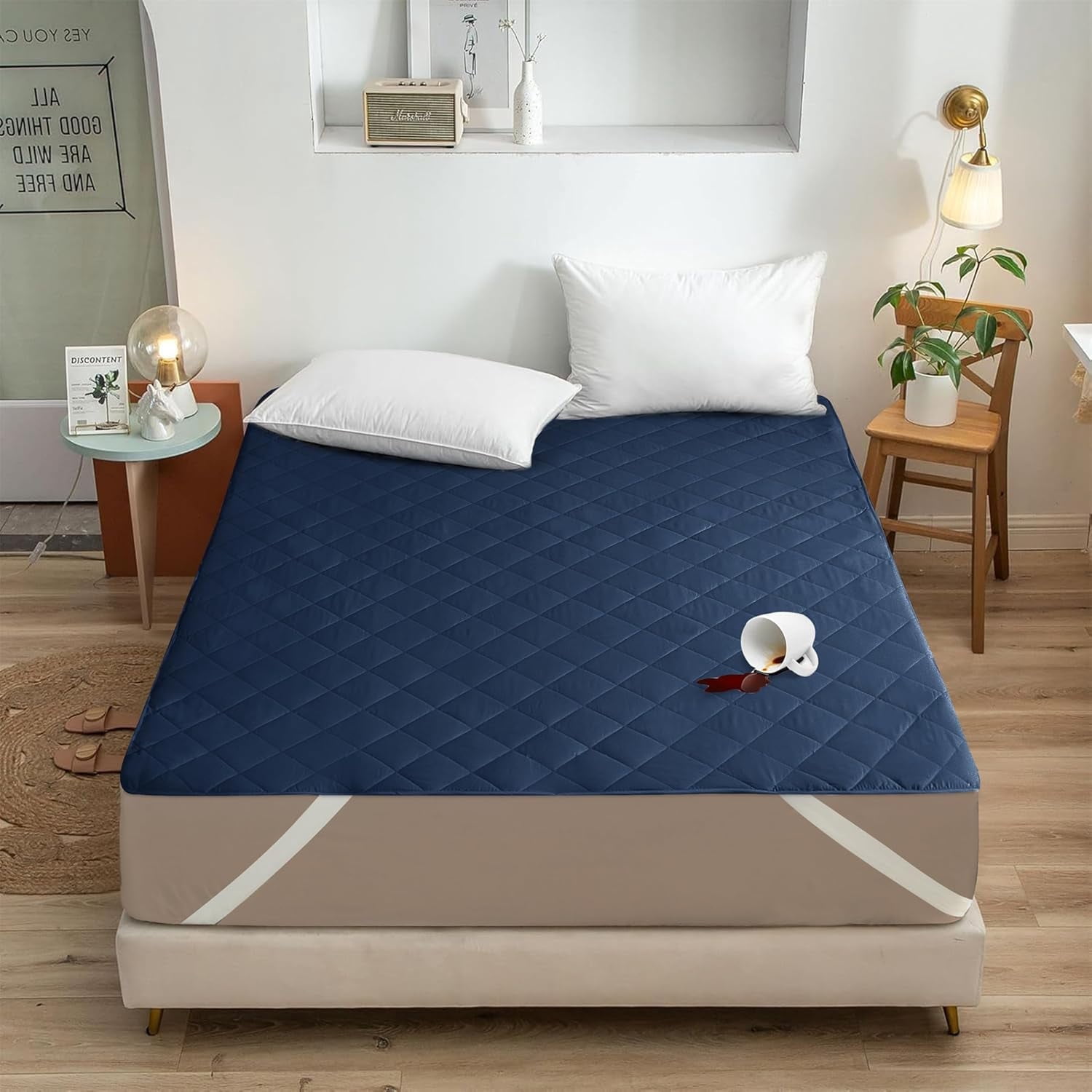 Waterproof Mattress Protector King Size Mattress Pad with Elastic ...