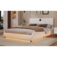 King Size White Faux Leather Bed | RGB LED Lights Create Atmosphere ...