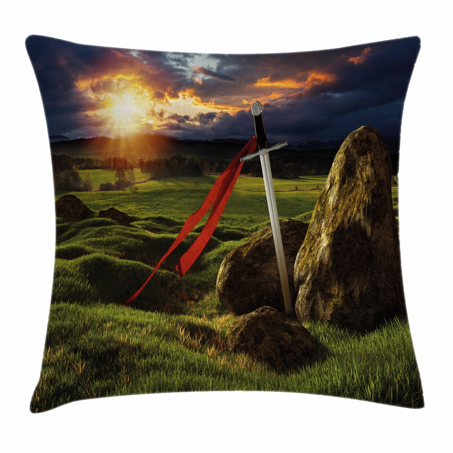 King Throw Pillow Cushion Cover, Arthur Camelot Legend Myth in England ...