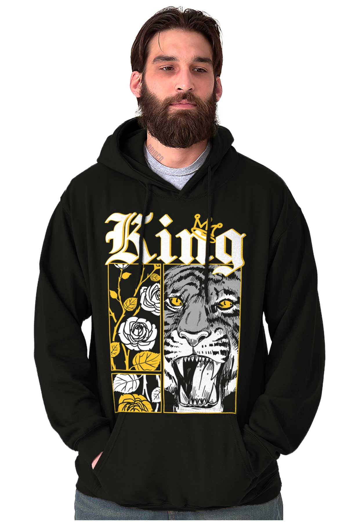 King Tiger Rose Thorns Comic Panels Hoodie Hooded Sweatshirt Men Brisco ...