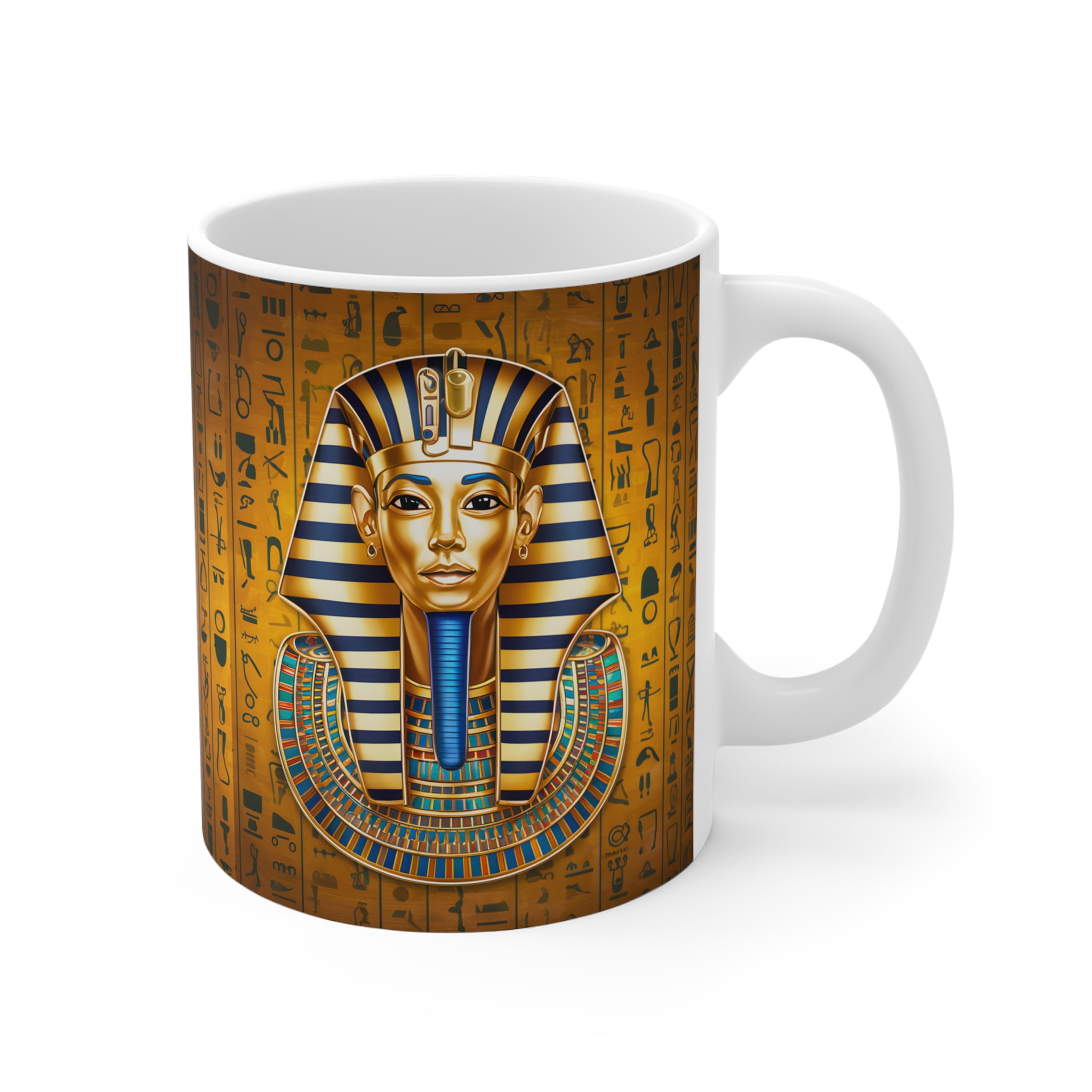 King Tut Coffee Mug Egyptian Ancient King Pharaoh 3D Gold Mask Vivid ...