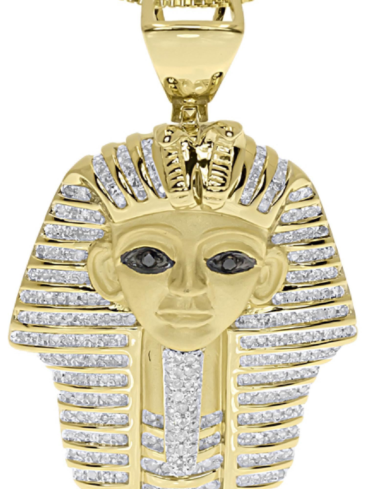 King Tut Pharaoh Egyptian Pendant In Yellow Gold Finish (1.6 Ct ...