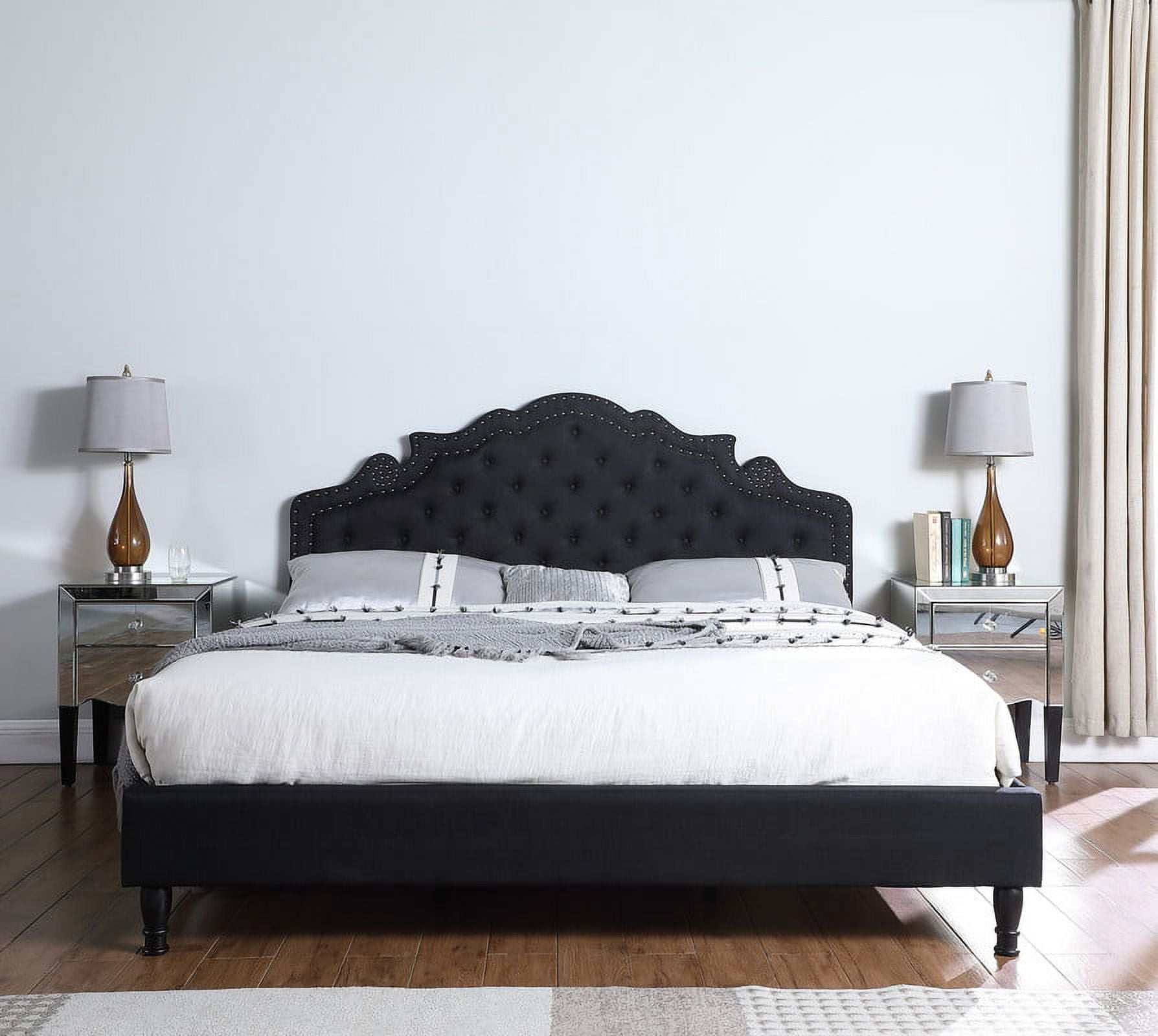 Oliver and Smith King Upholstered Platform Bed Frame 51 Inch Tall ...