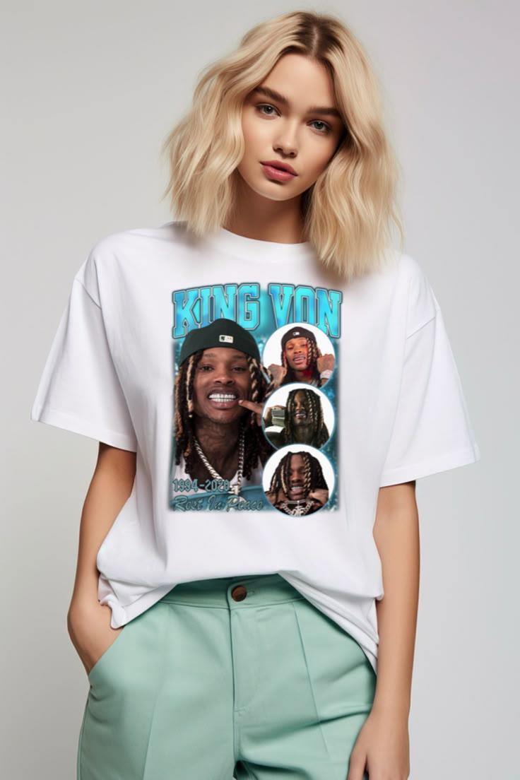 King Von Hip Hop Retro 90s Rapper T-shirt, for men & women, up to size ...
