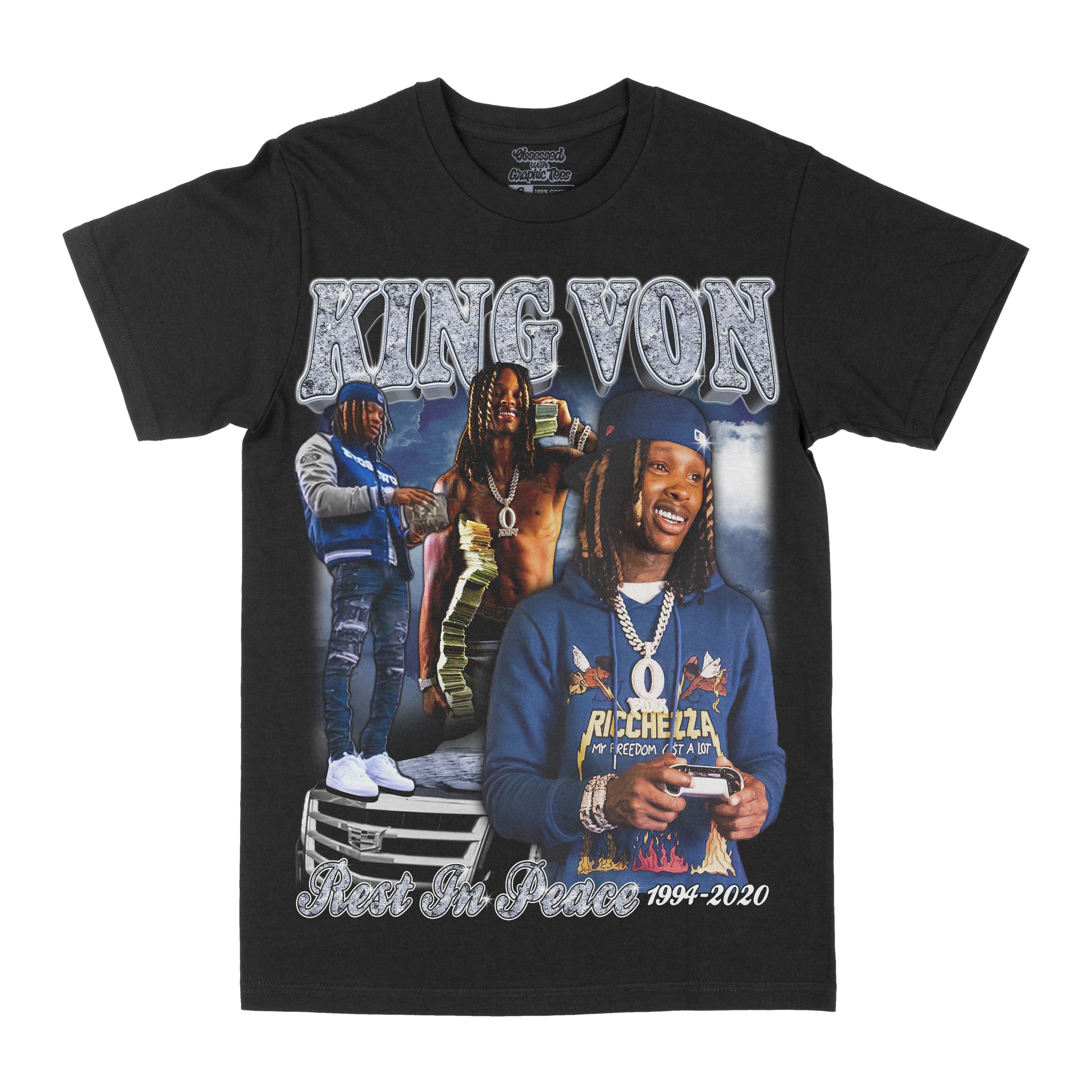 King Von RIP Graphic Tee T Shirt Unisex, Color: Navy, Size: 5XL ...