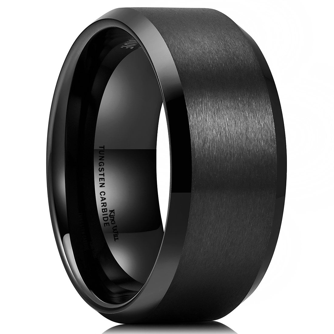 King Will 10mm Men's Black Wedding Ring - Brushed Matte Surface ...