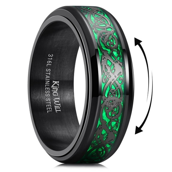 King Will 316L Stainless Steel Spinner Fidget Ring 8mm Wedding Band for ...