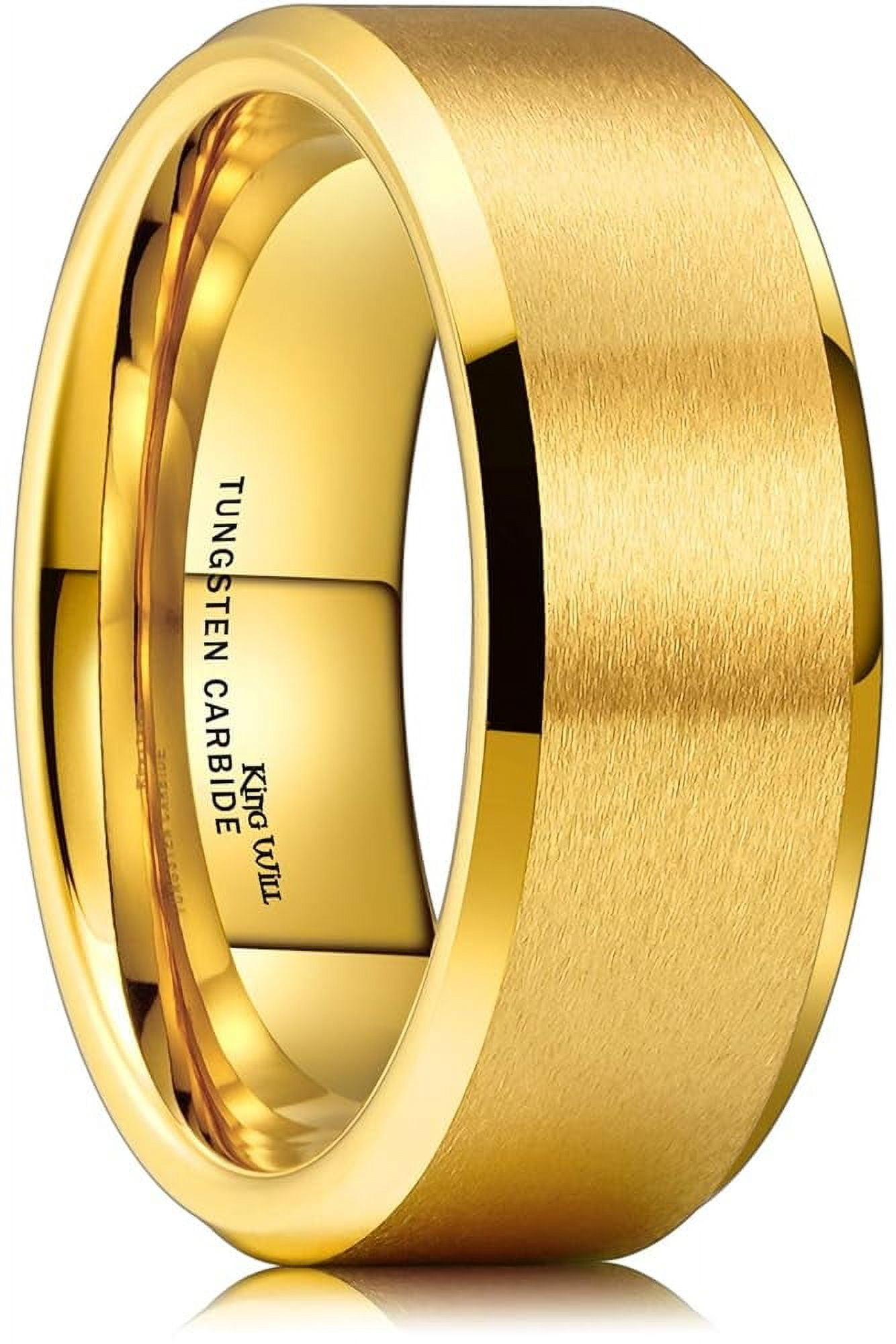 King Will 8mm Basic Wedding Band For Men Gold Tungsten Ring with ...