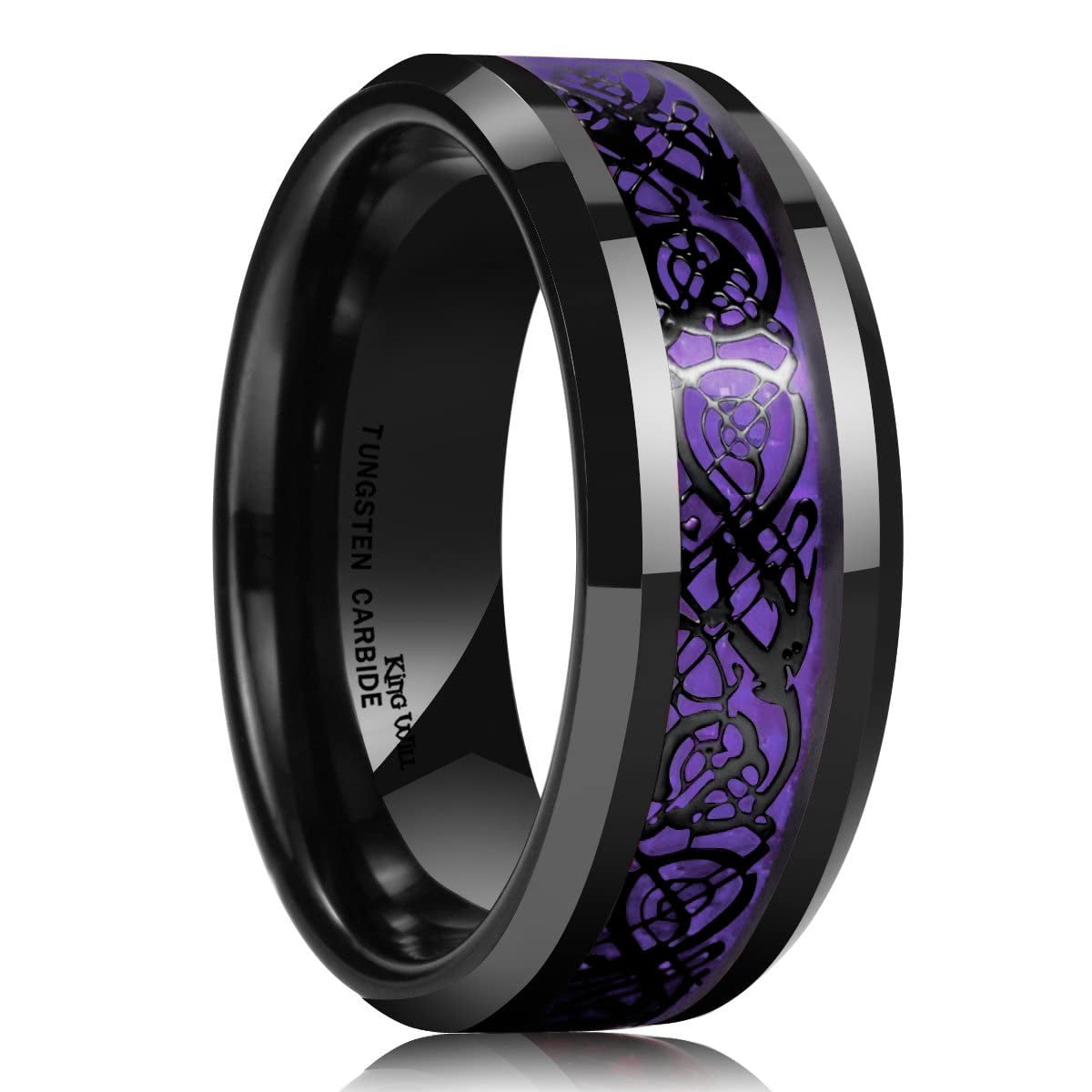 King Will DARGON 8mm Purple and Black Celtic Dragon Tungsten Carbide ...