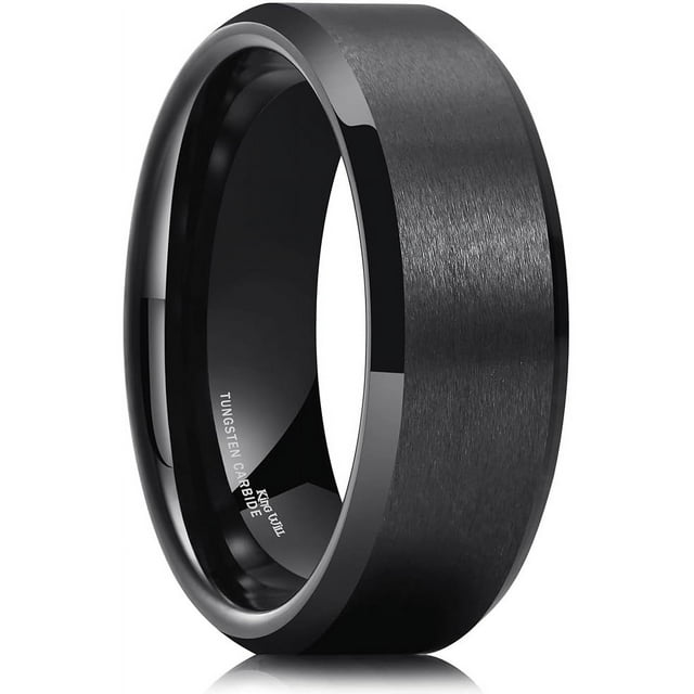 King Will Basic 8mm Men Wedding Black Tungsten Ring Matte Finish ...