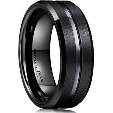 King Will GLORY Men's Gold Tungsten Carbide Ring 8mm Polished Step Edge Matte Brushed Finish ...
