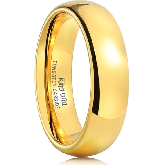 King Will GLORY 6mm Gold Plated High Polished Comfort Fit Domed ...