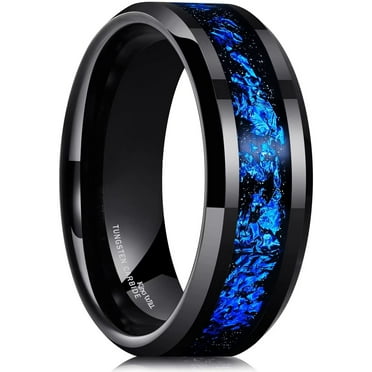 NUNCAD Men's 8mm Black Tungsten Carbide Wedding Ring Celtic Tungsten Ring Celtic Dragon Inlay ...