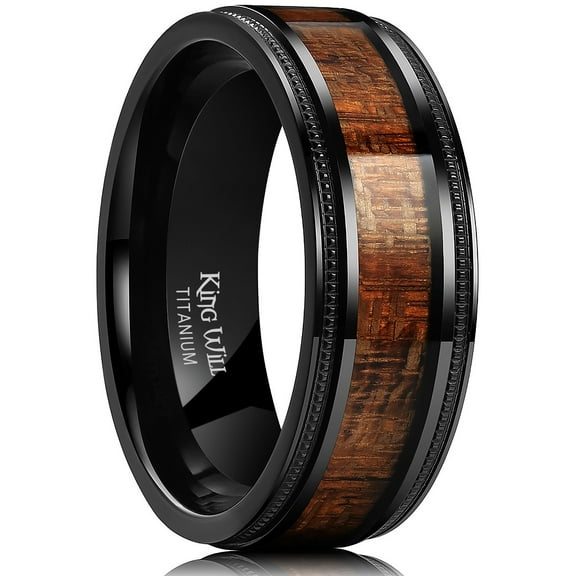 Titanium Black Flat Top Forest Mountain Wedding Rings 8mm - Walmart.com