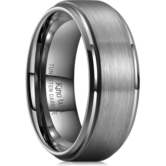 Diamond2Deal Titanium Brushed Center 8mm Ridged Edge Men's Band Size 10 ...
