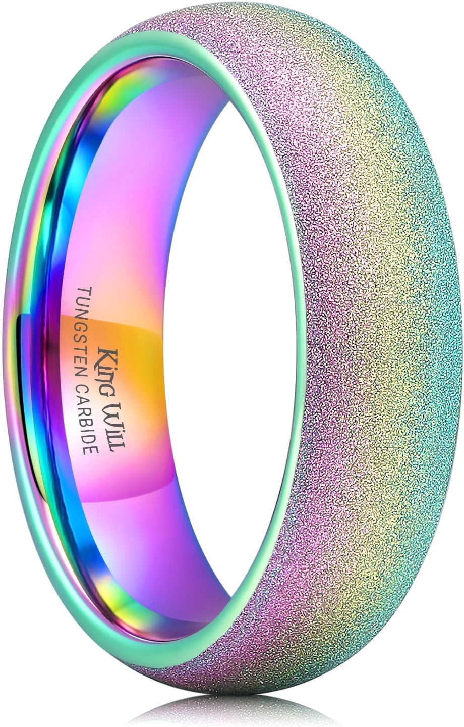King Will Tungsten Wedding Band for Men Women-6mm Sandblasted Green ...