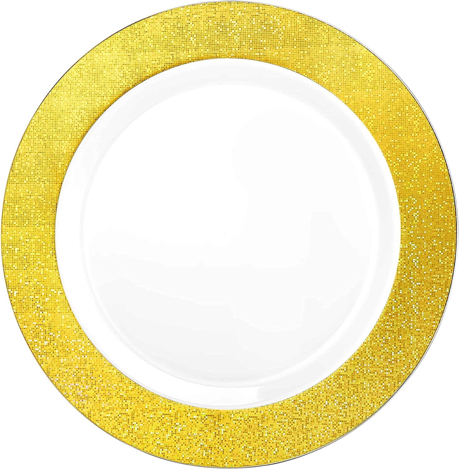King Zak Sparkling Rim STF9 Plastic Dinner Plates - 10 1/4", Gold, 10 ...