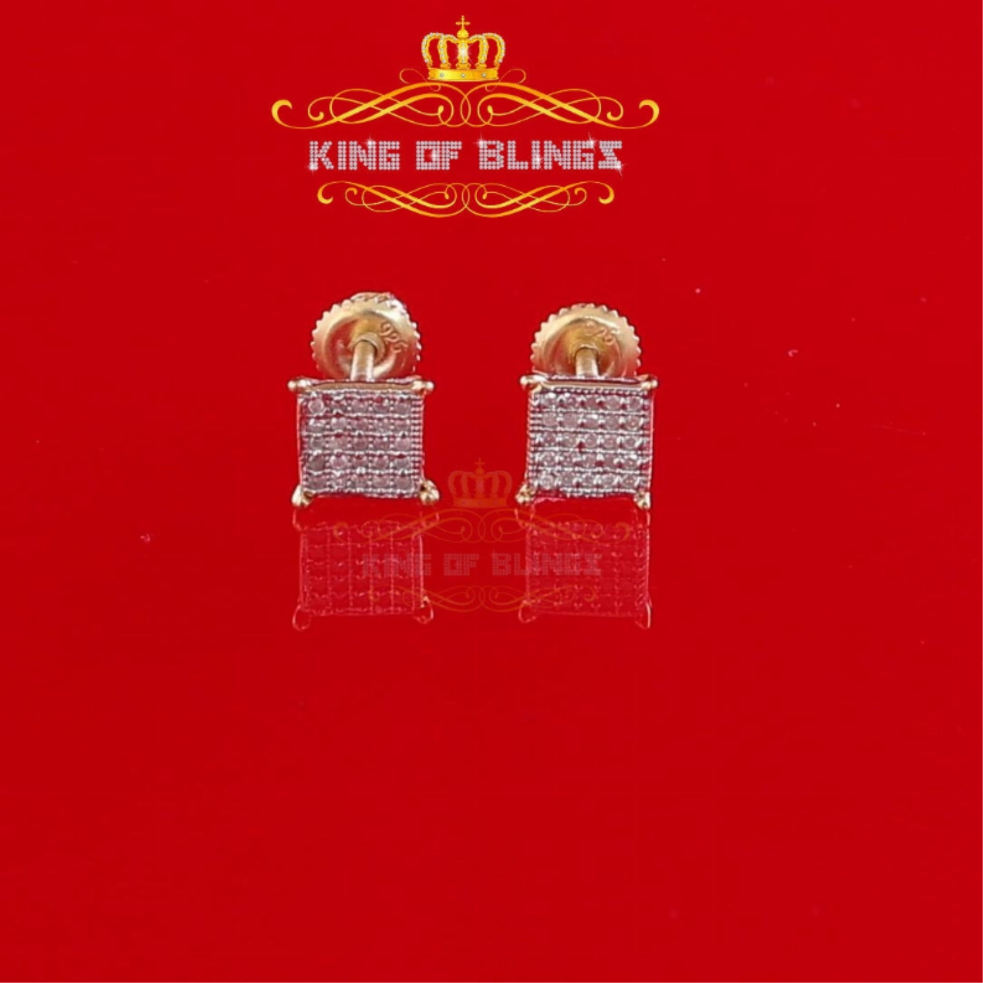 King of Bling's 0.10ct Diamond Stud Earring Yellow 925 Sterling Silver ...