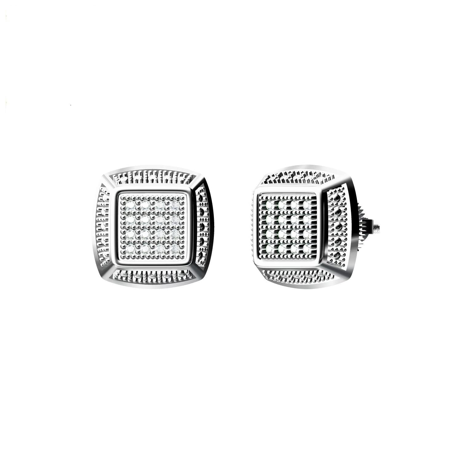 King of Bling's 0.10ct Diamond Stud Earrings For Women White 925 ...
