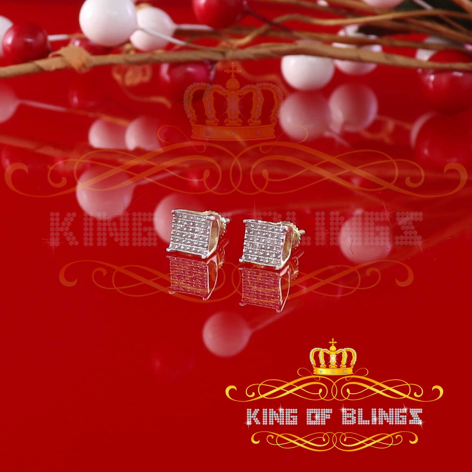 King of Bling's 0.20ct Diamond 925 Sterling Silver YELLOW For Men ...